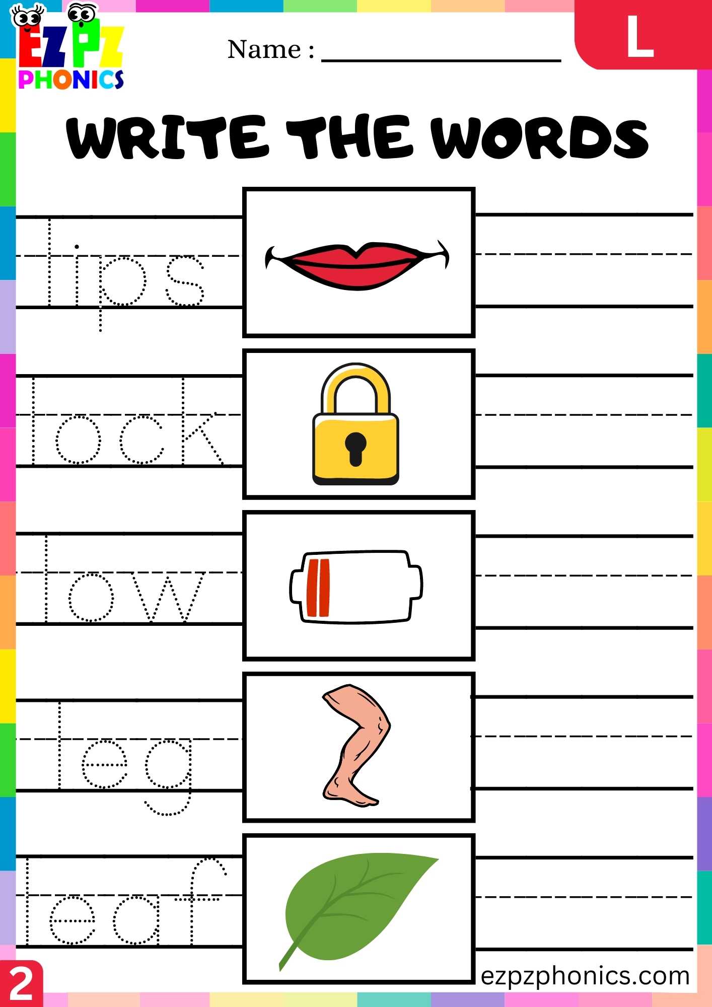 Group2 Letter L Write The Words Beginning Sounds Worksheet - ezpzphonics.com